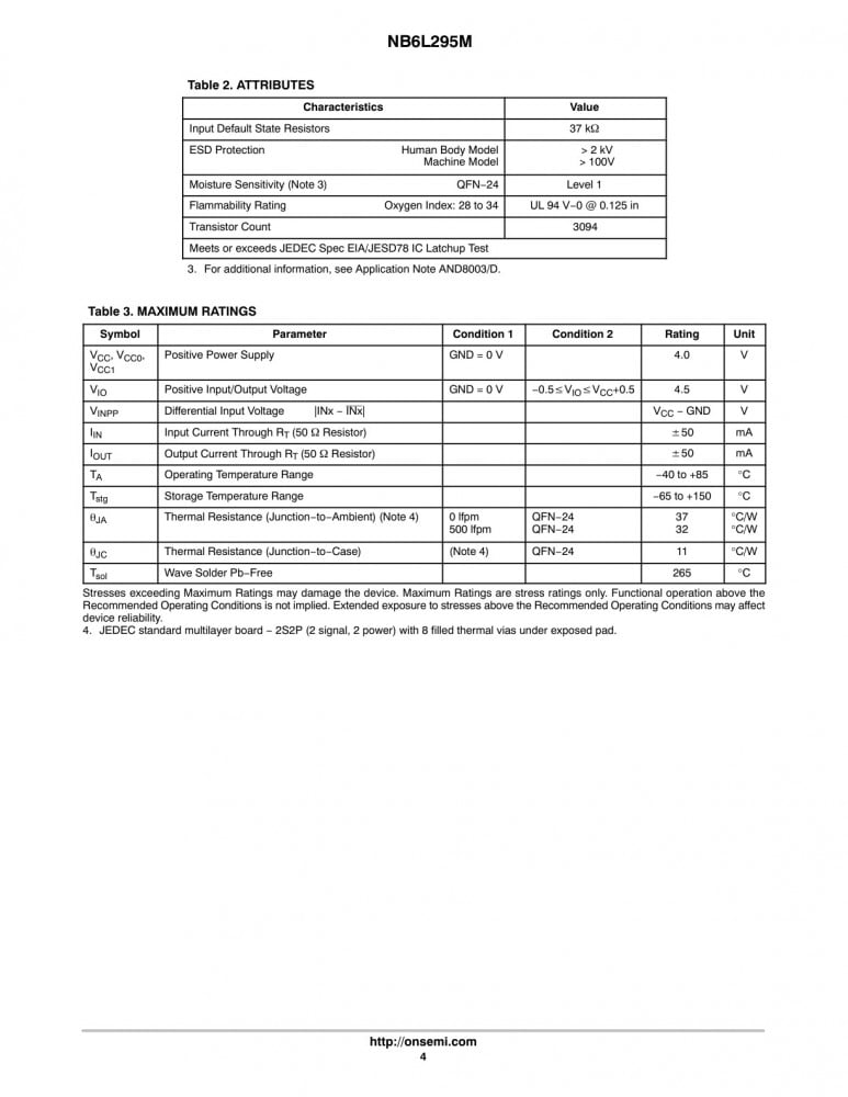 NB6L295MMNG datasheet page 4