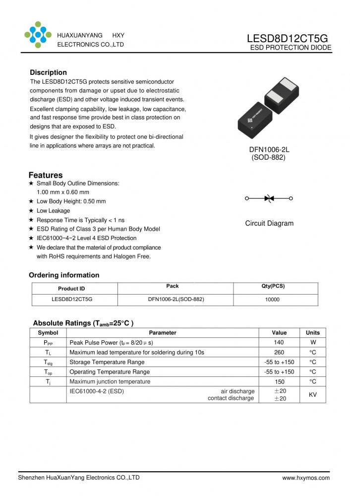 LESD8D12CT5G technical document page 1