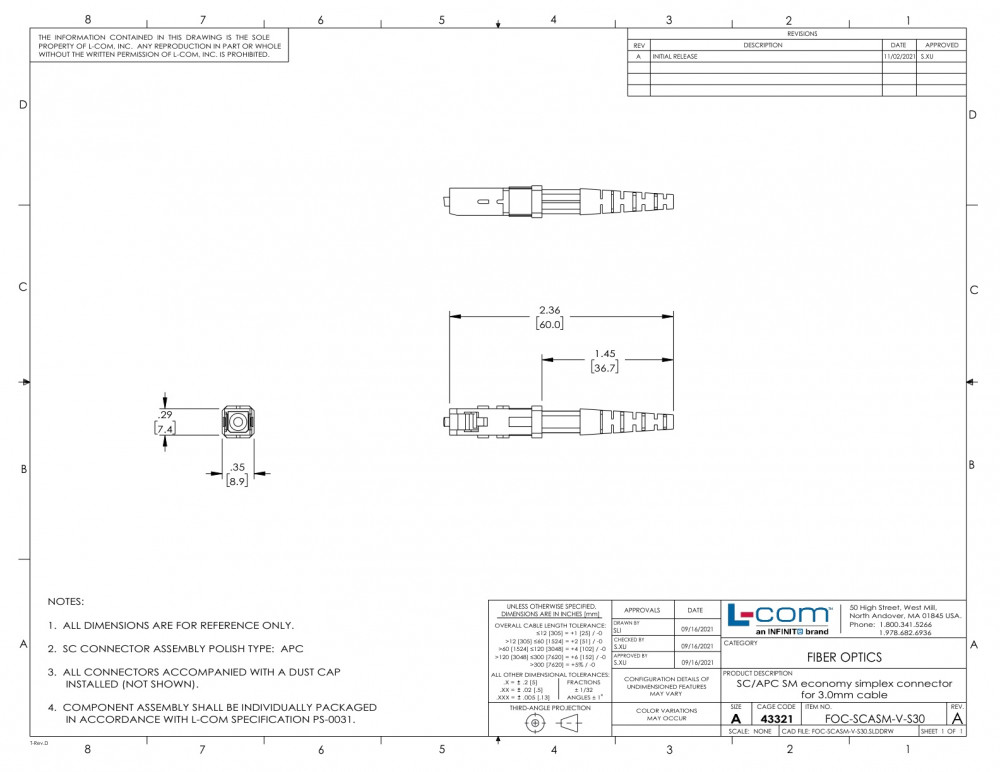 FOC-SCASM-V-S30 product drawing preview
