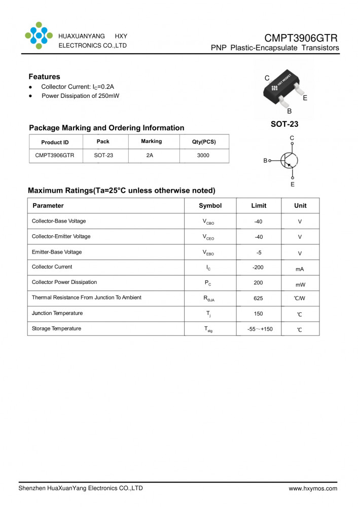 CMPT3906GTR-HXY datasheet page 1
