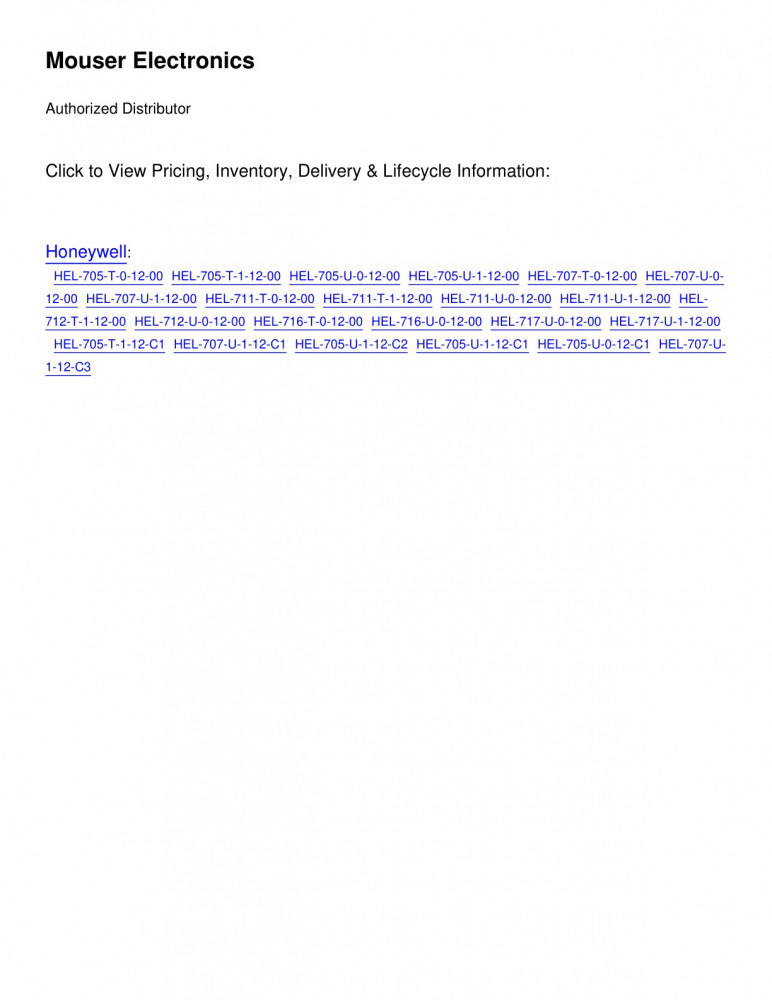 Honeywell HEL-700 Series datasheet page 8