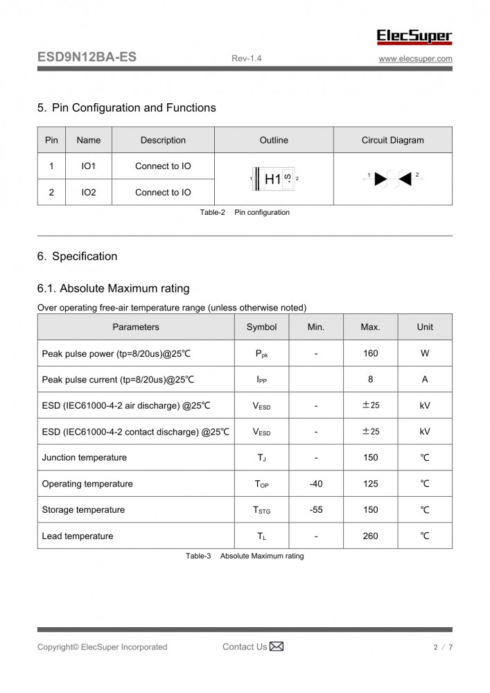 ESD9N12BA-ES datasheet page 2