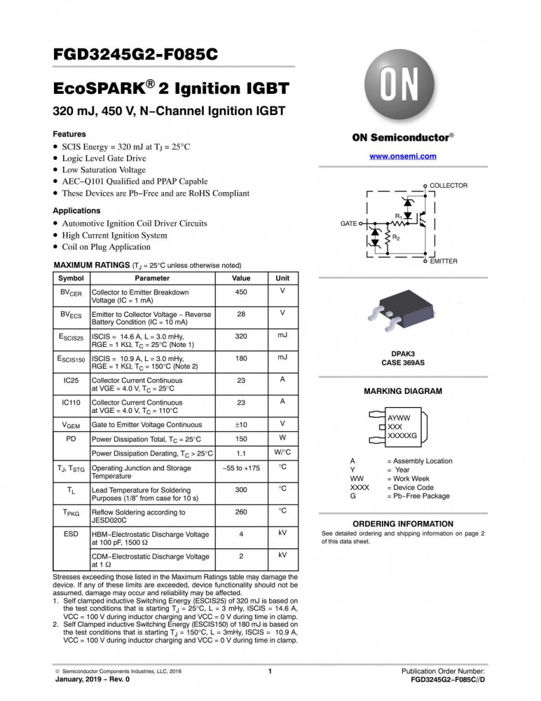 FGD3245G2-F085C datasheet page 1