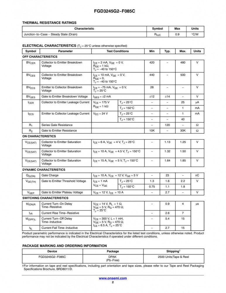 FGD3245G2-F085C datasheet page 2