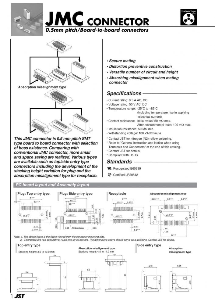 JST JMC series documentation page 1