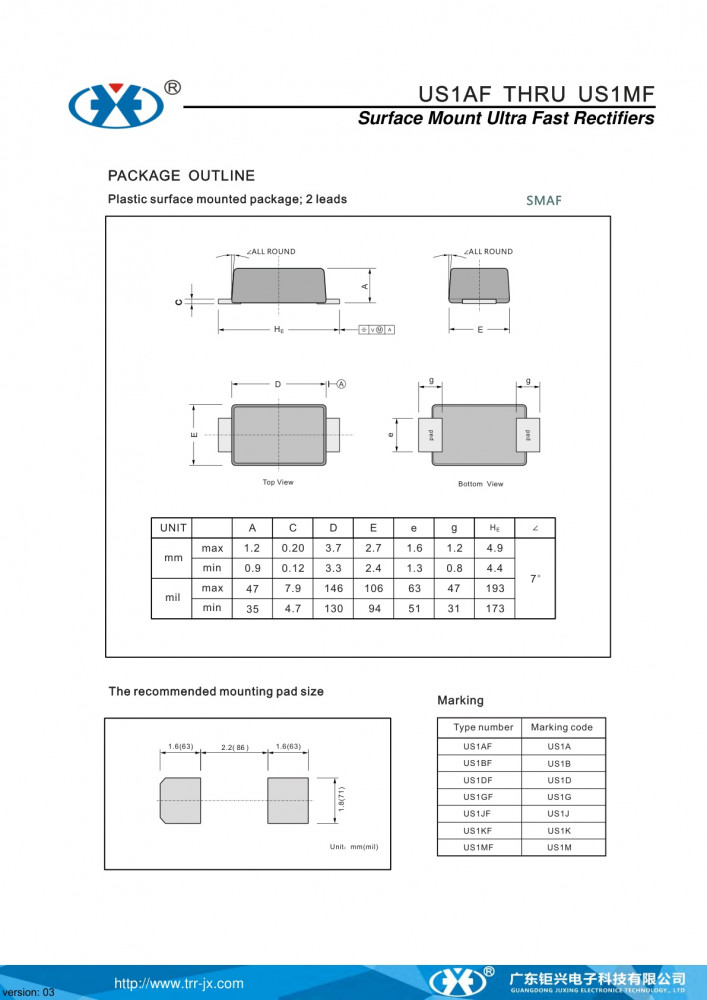 US1JF datasheet page 3