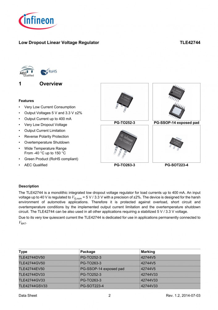 TLE42744 datasheet page 2