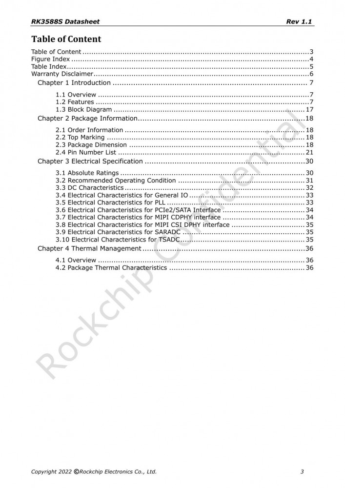 RK3588S datasheet page 3