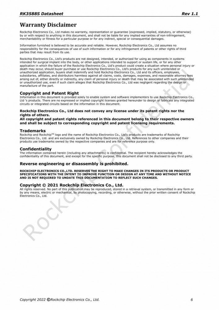 RK3588S datasheet page 6