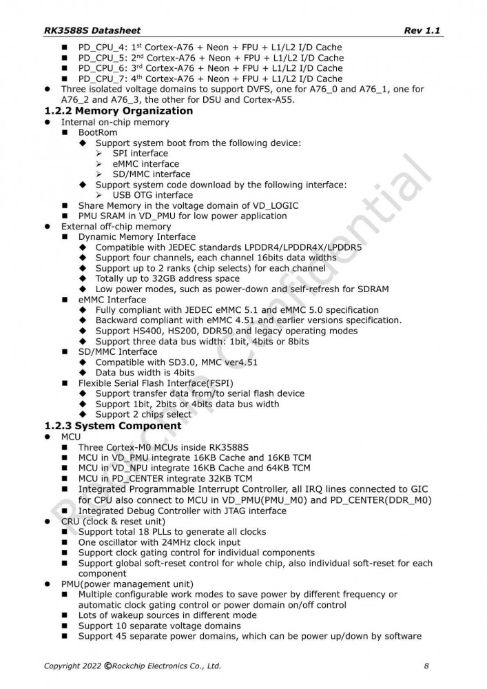 RK3588S datasheet page 8