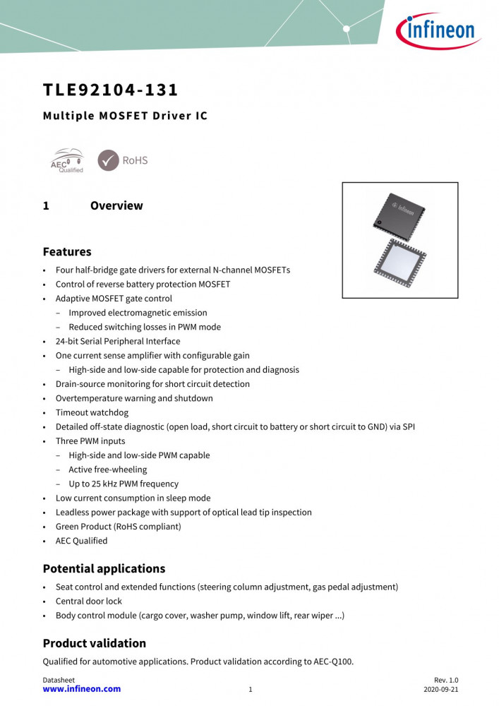 TLE92104-131 datasheet page 1