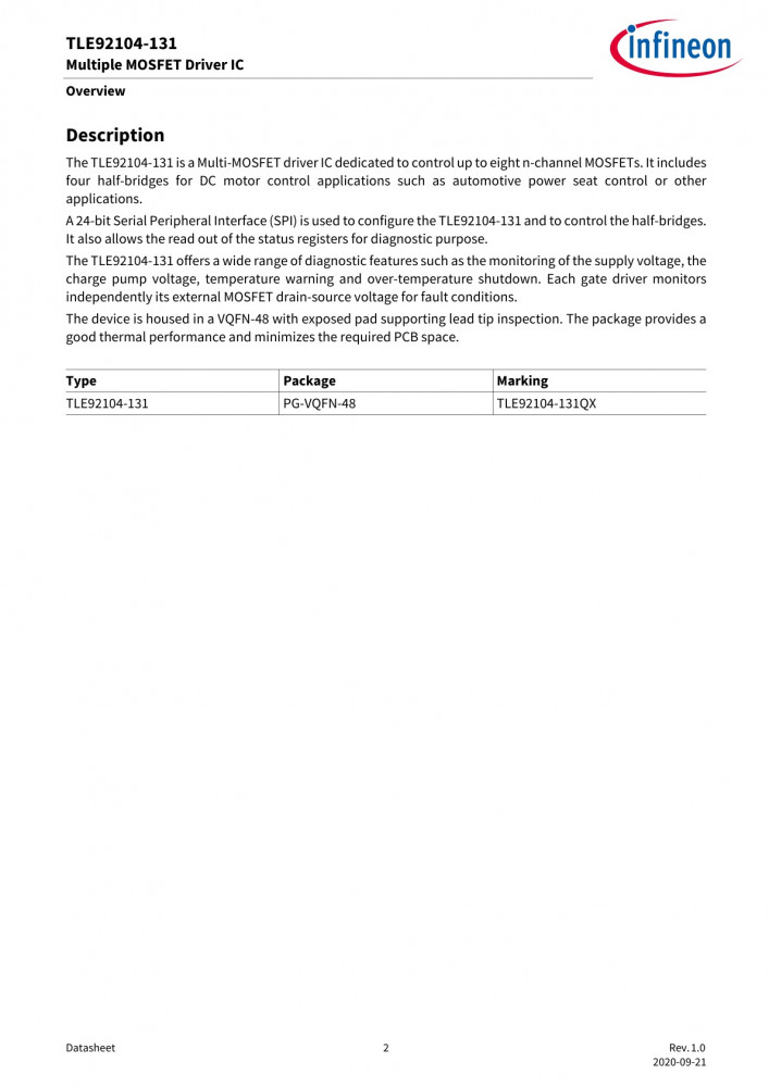 TLE92104-131 datasheet page 2