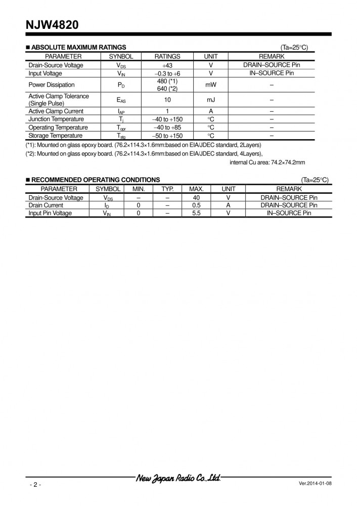 NJW4820 datasheet page 2