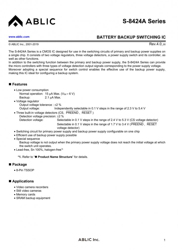 S-8424A technical document page 1