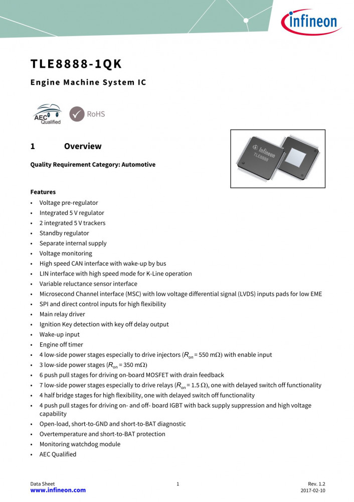 TLE8888-1QK datasheet page 1