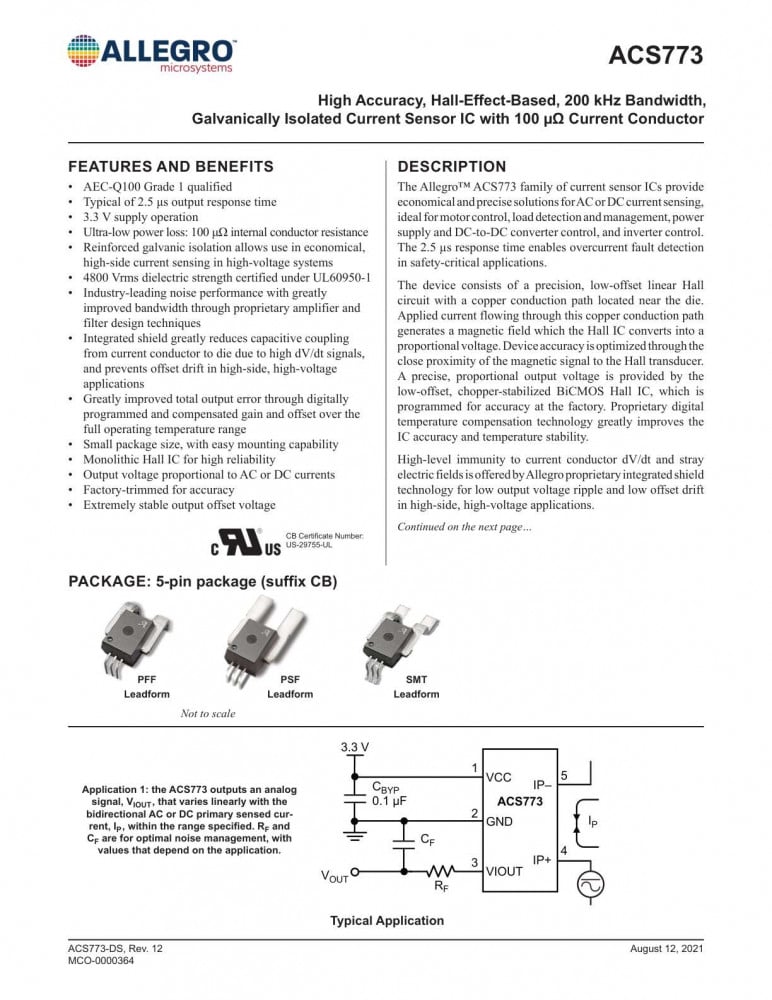 ACS773 datasheet page 1