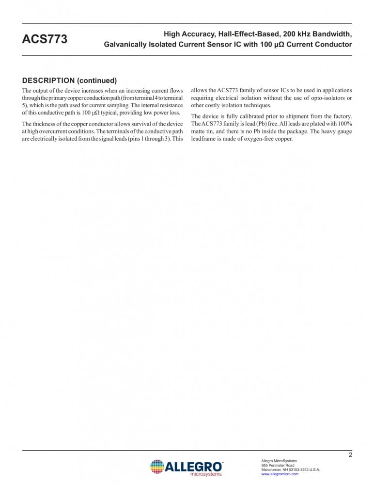 ACS773 datasheet page 2