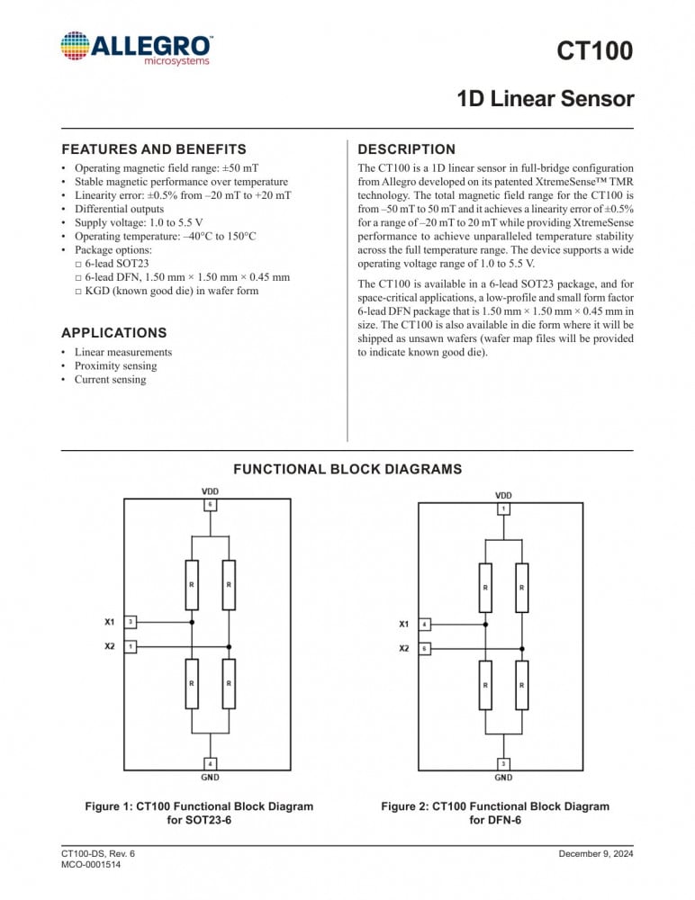 CT100 datasheet page 1