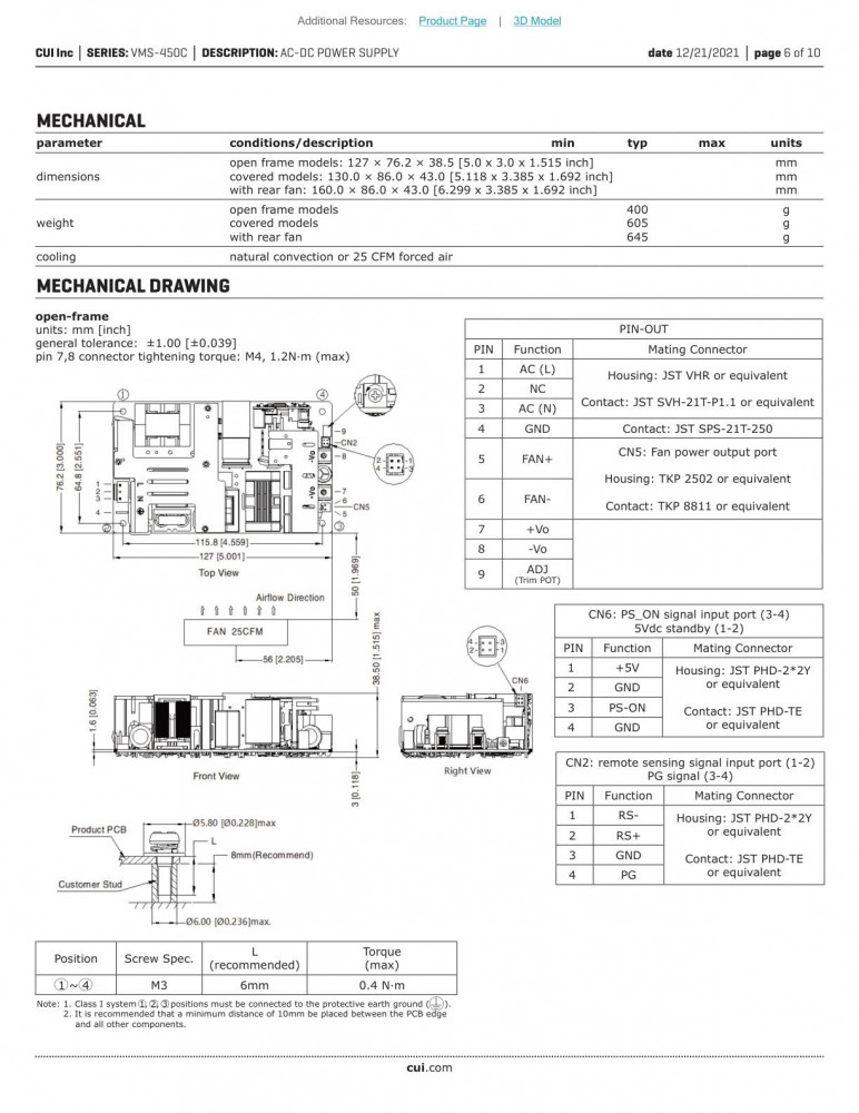 VMS-450C datasheet page 6