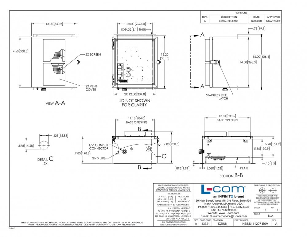 L-com NBSS141207-E0V engineering drawing