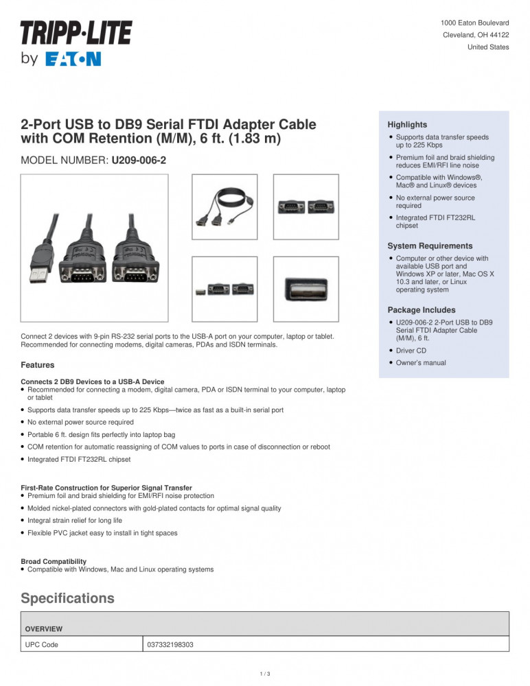 EATON U209-006-2 technical reference image