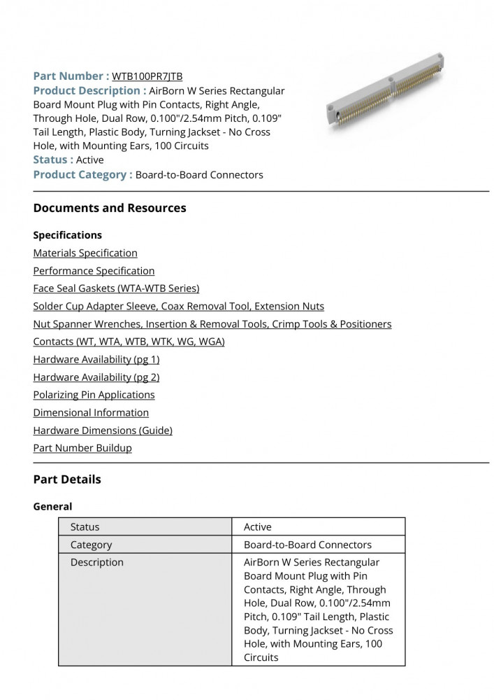 WTB100PR7JTB technical document image 1