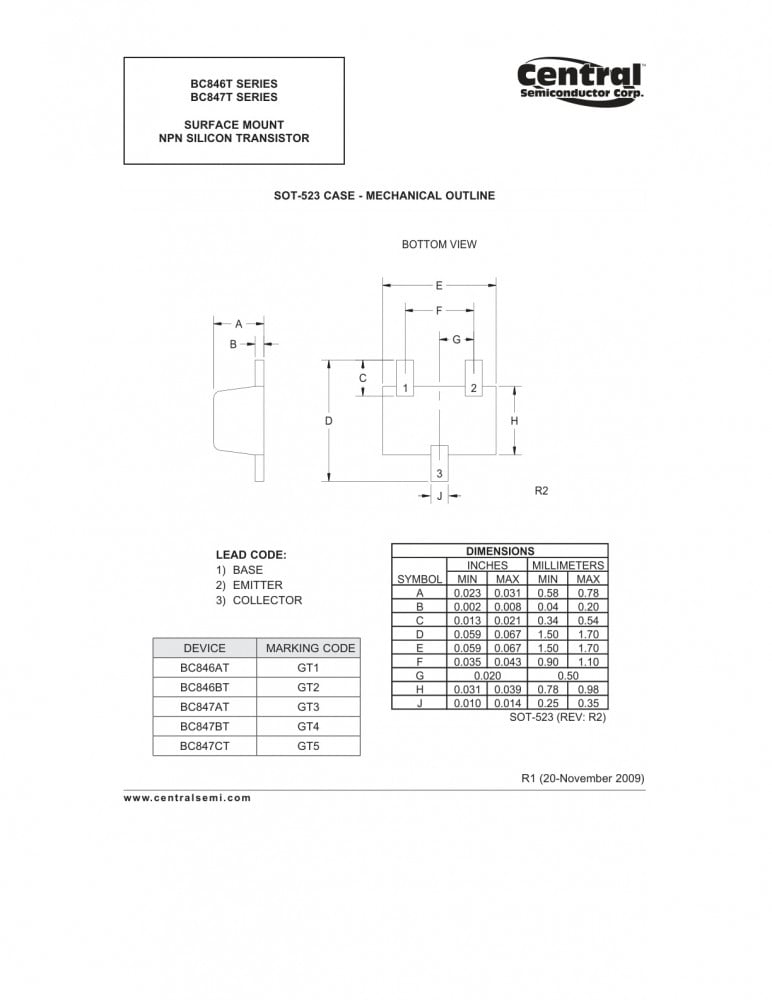 BC846BT TR PBFREE datasheet page 2