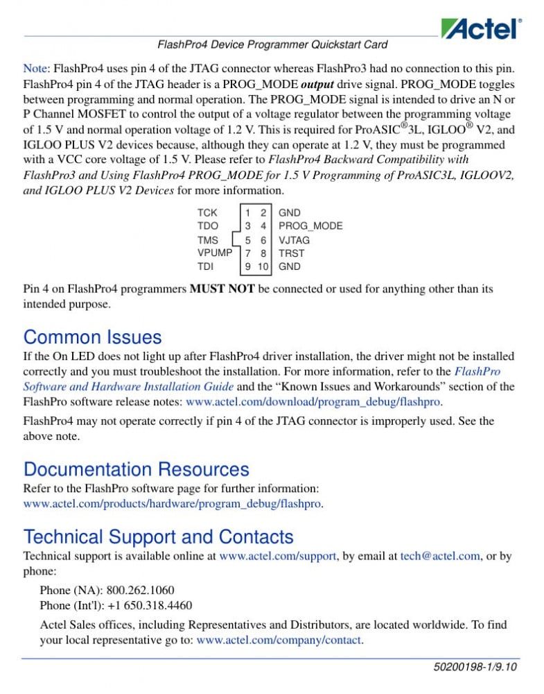 FlashPro4 Quickstart Card page 2