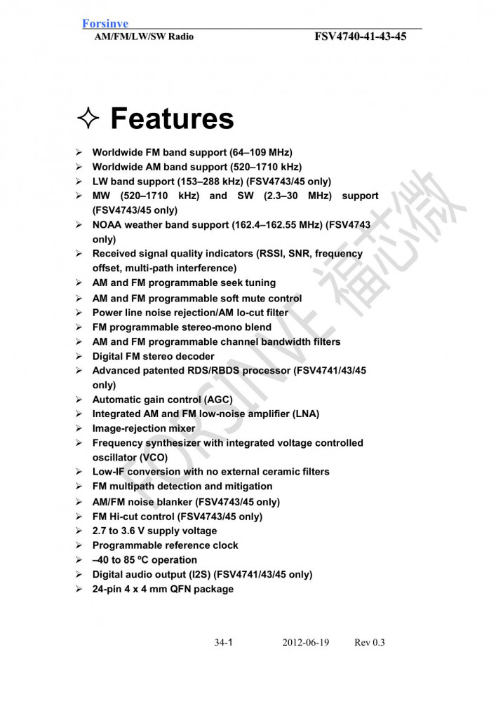 FSV4745 datasheet page 1