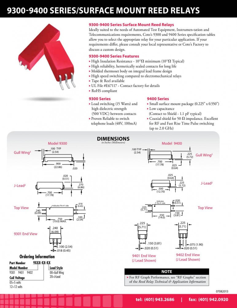 COTO 9300-9400 series datasheet page 1