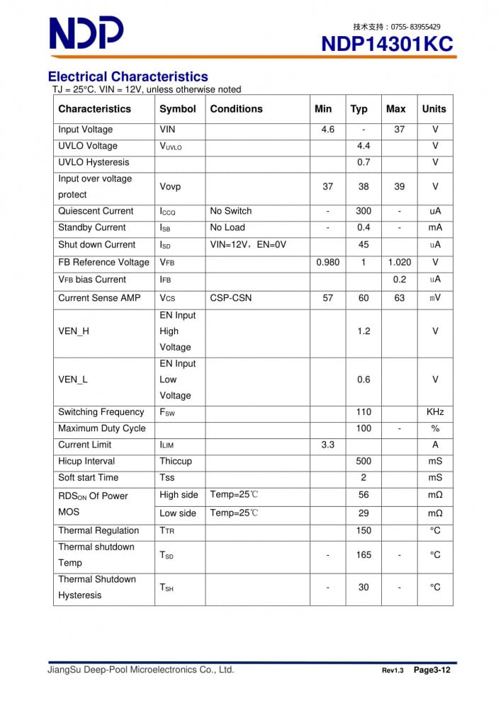 NDP14301KC datasheet page 3