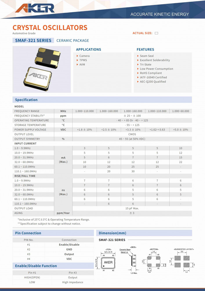 AKER SMAF-321 SERIES product documentation page