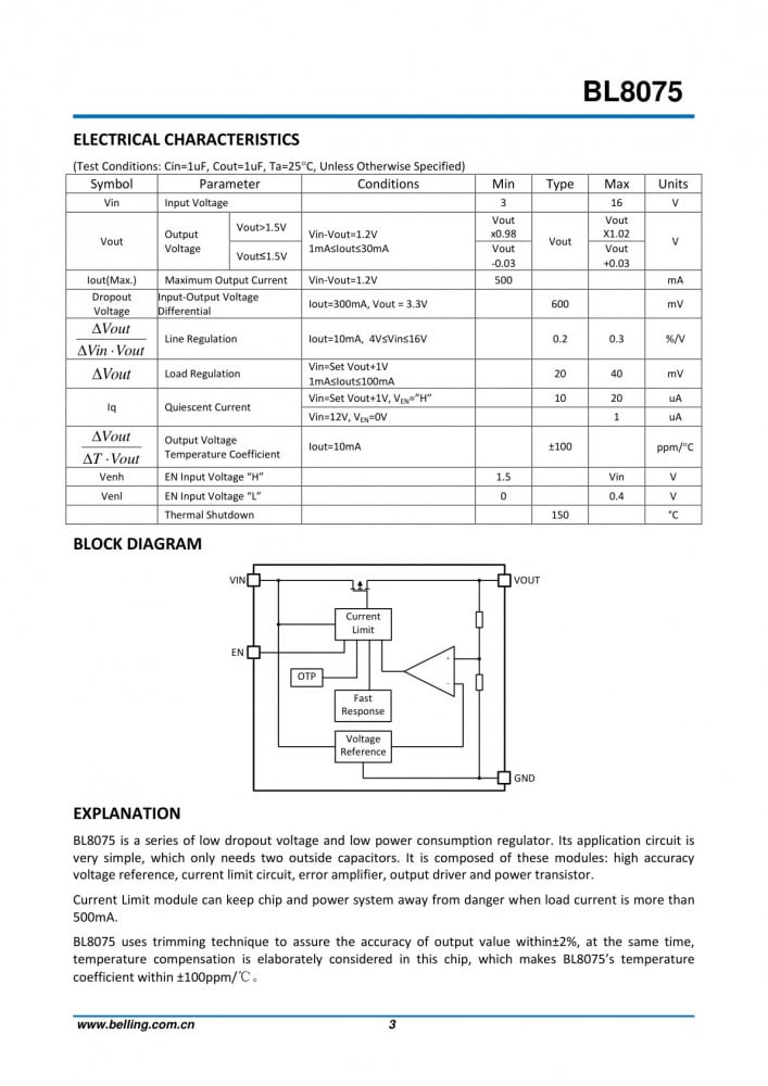 BL8075 datasheet page 3