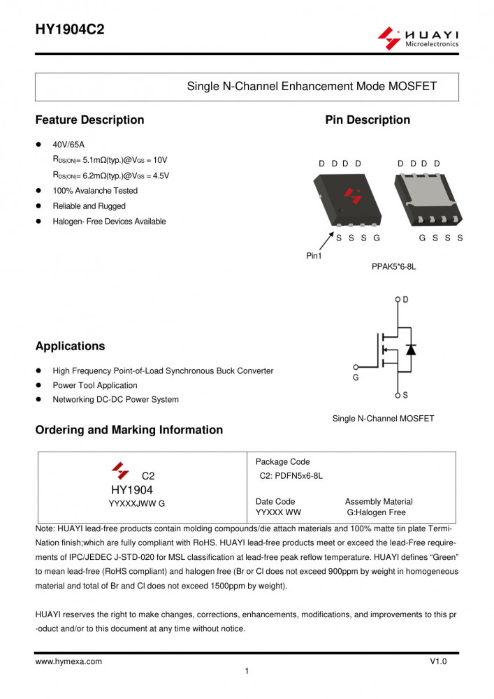 HY1904C2 datasheet page 1