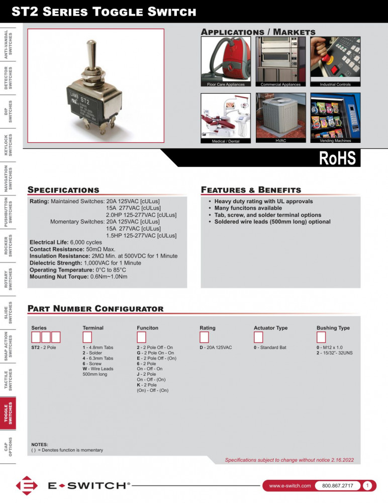 ST2 series datasheet page 1