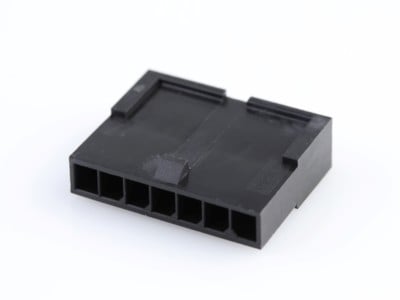 Micro-Fit 3.0 Plug Housing, Single Row, 9 Circuits, UL 94V-2, Panel Mount Ears, Glow-Wire Capable, Black