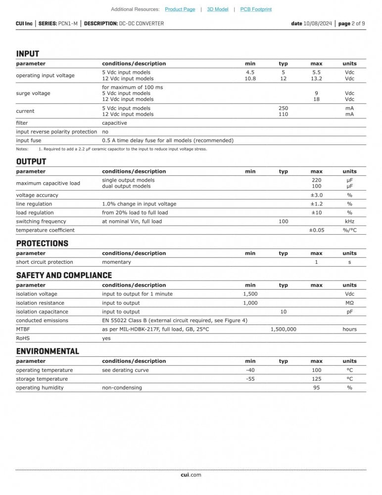 PCN1-M datasheet page 2
