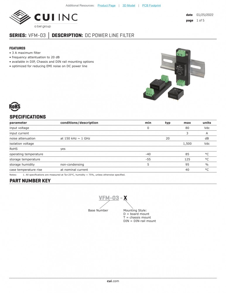 VFM-03-D datasheet page 1