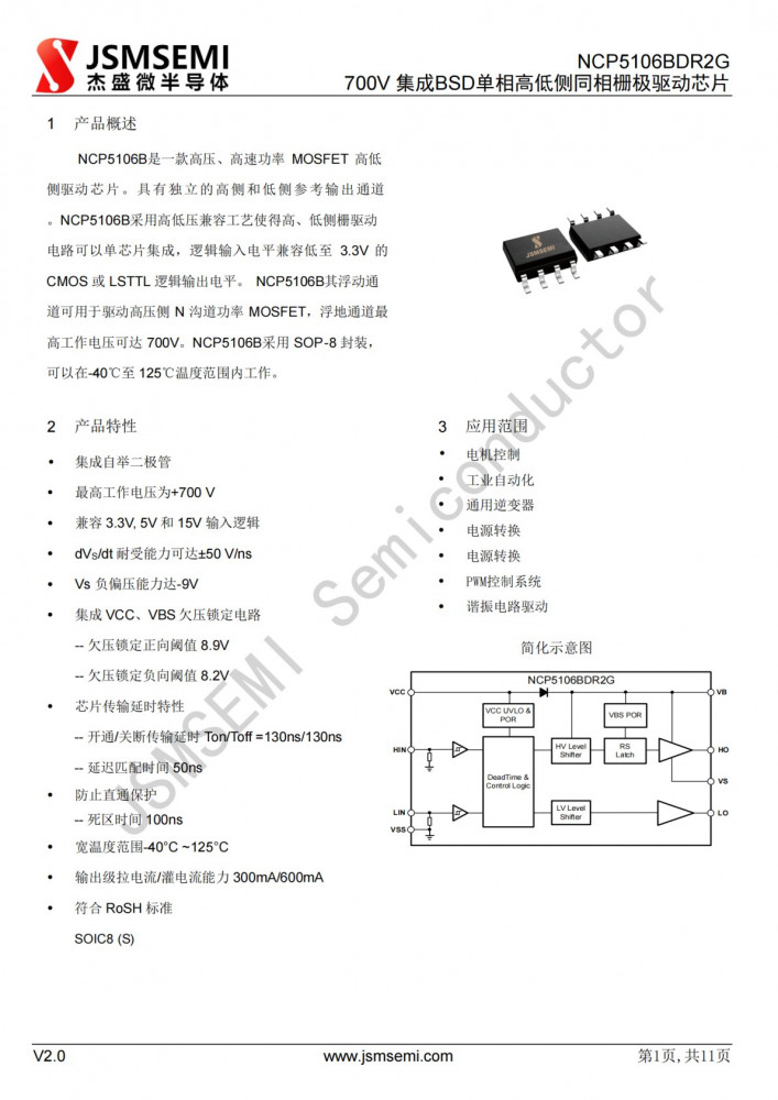 NCP5106BDR2G-JSM datasheet page 1