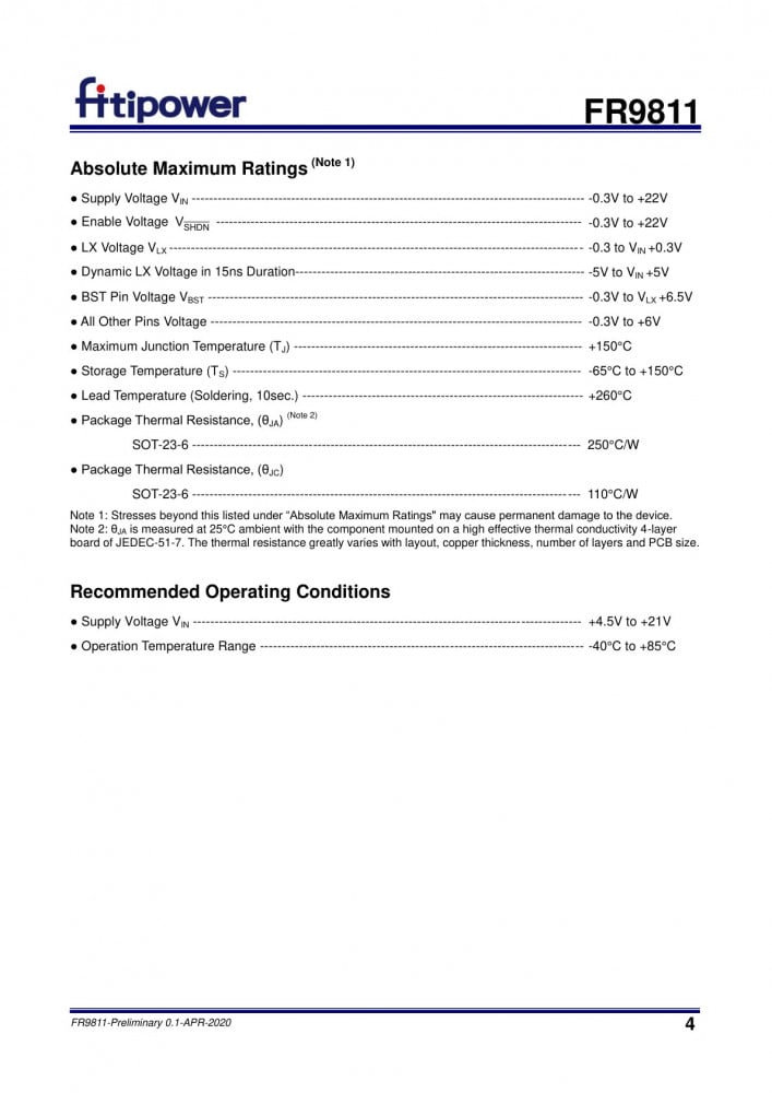 FR9811S6 datasheet page 4
