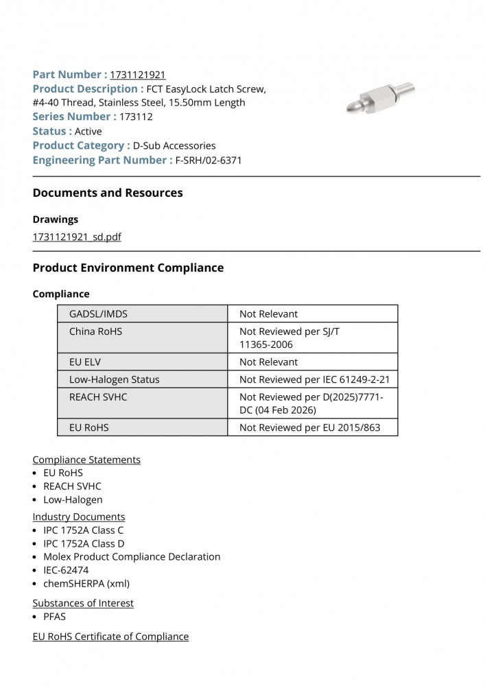 MOLEX 1731121921 drawing, page 1