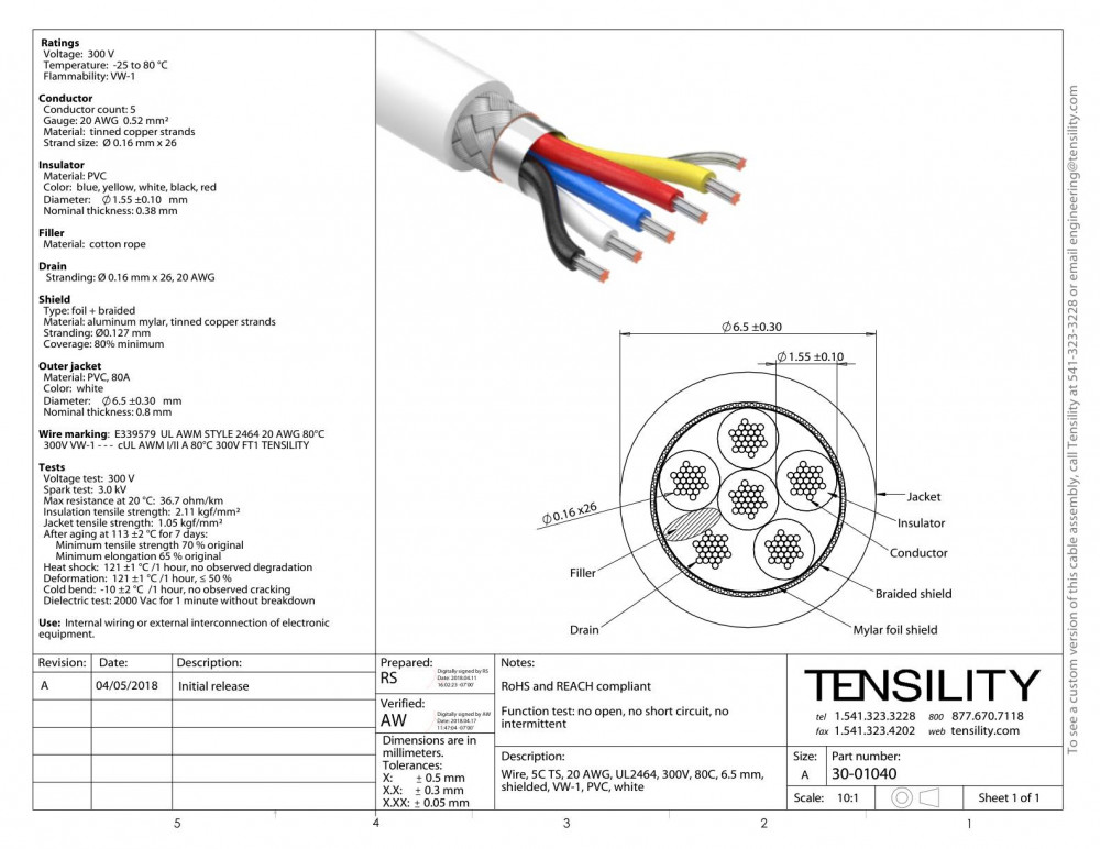Tensility 30-01040 product drawing