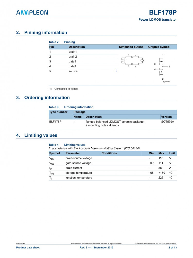 BLF178P,112 datasheet page 2