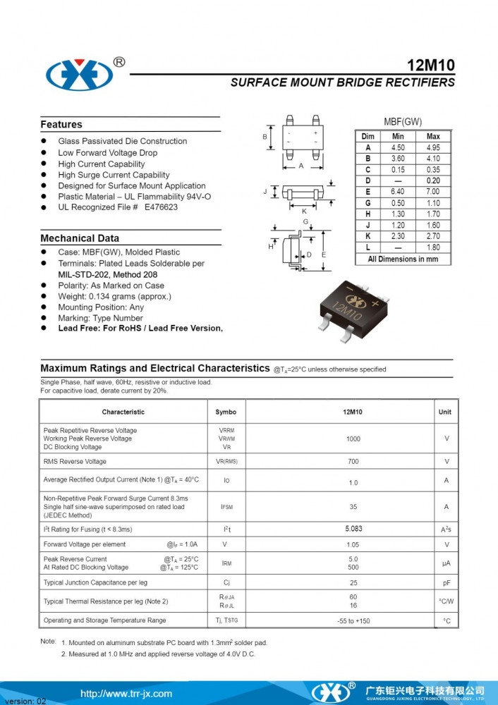 JUXING 12M10 datasheet page 1