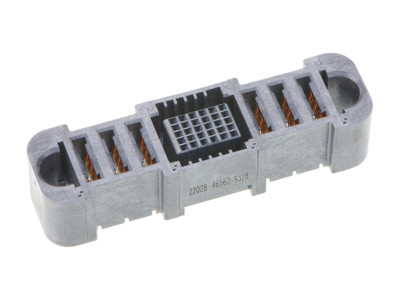EXTreme Ten60Power Vertical Receptacle with Side Guides, 4 DC Power Circuits, 30 Signal Circuits, 4 DC Power Circuits, Press Fit Tail