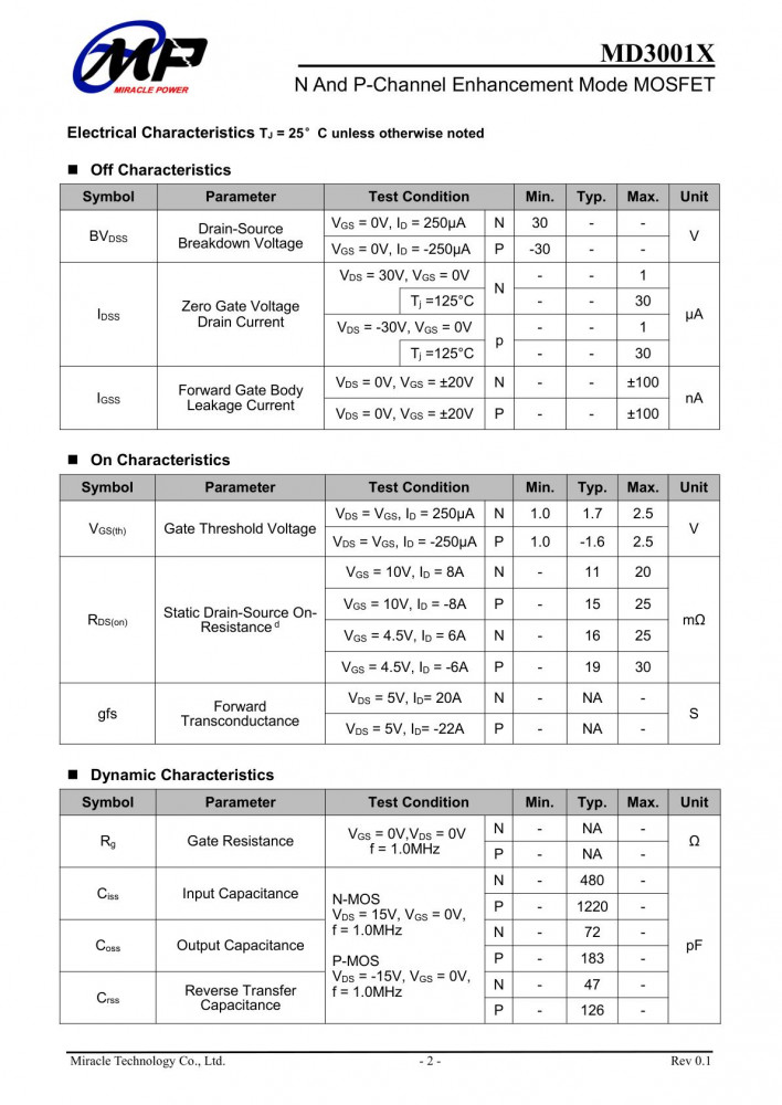 MD3001X datasheet page 2