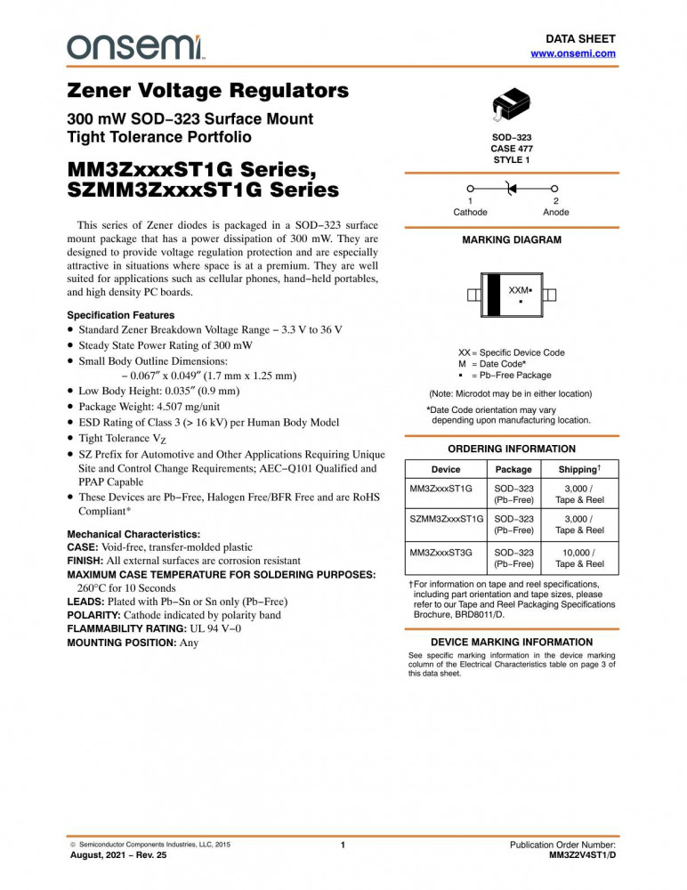 SZMM3Z9V1ST1G datasheet page 1