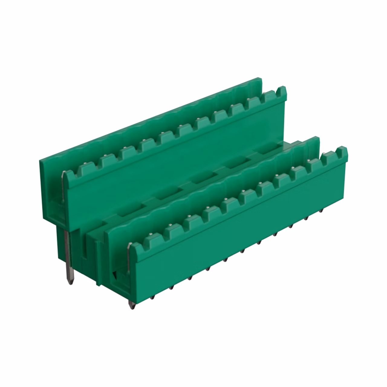 5.00mm Pitch Eurostyle Vertical Dual Level PCB Header, Open Ends, Green Housing, 24 Circuits for sale