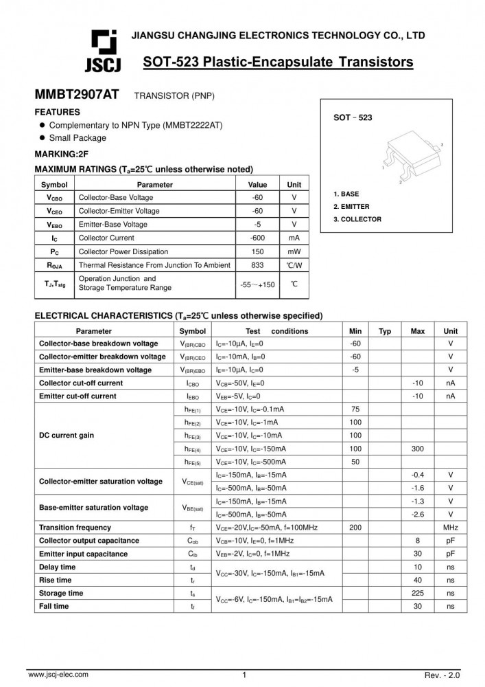 MMBT2907AT datasheet page 1