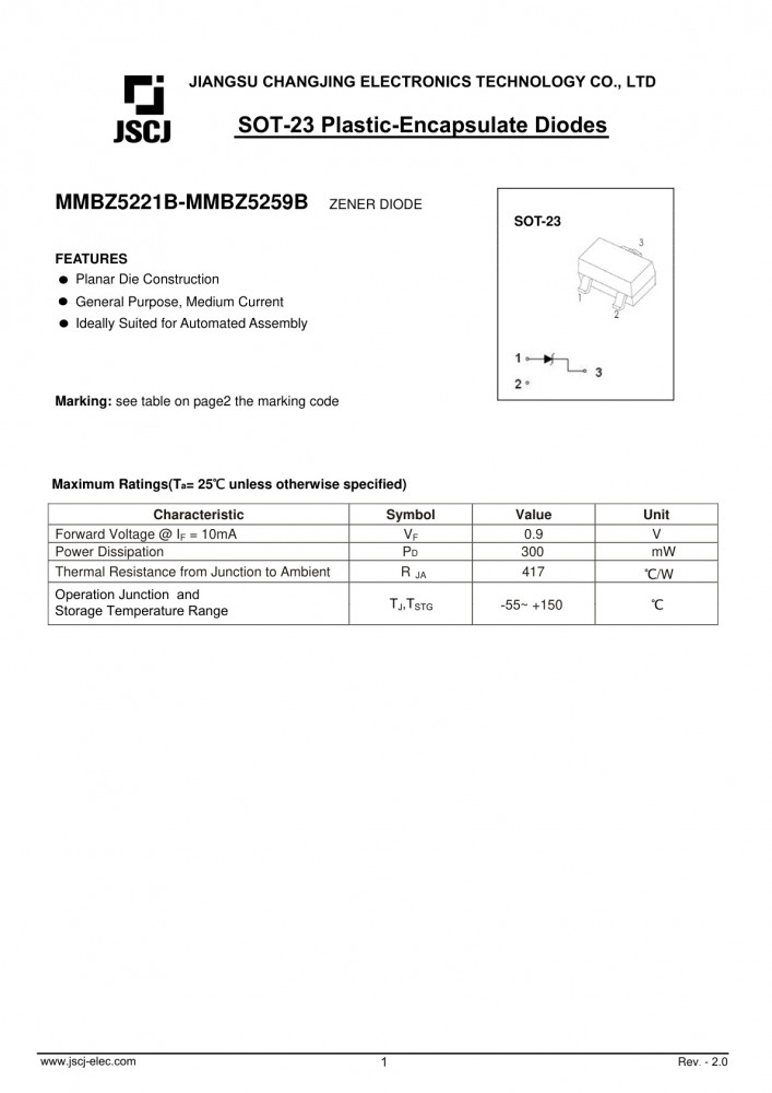 MMBZ5229B datasheet page 1